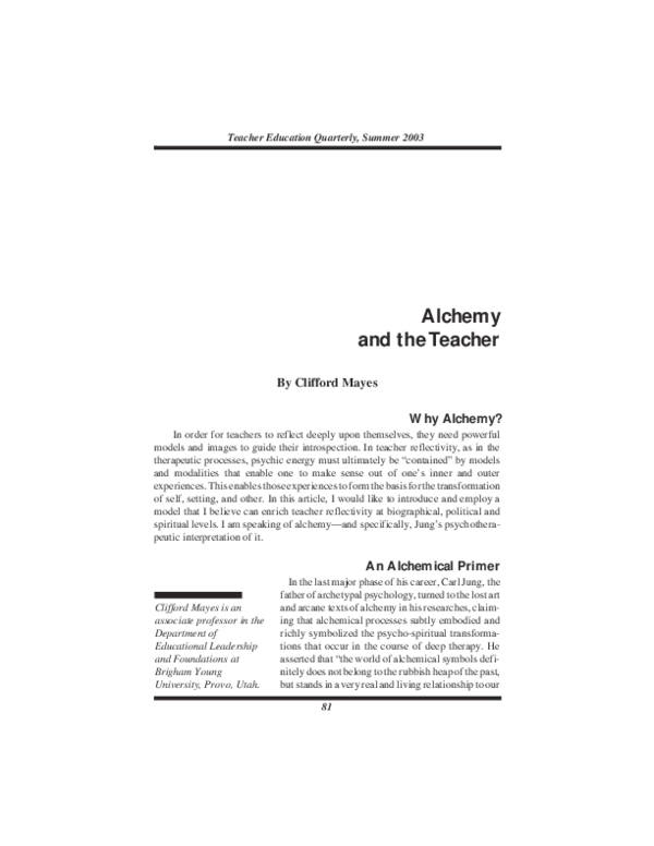 (PDF) Alchemy and the Teacher