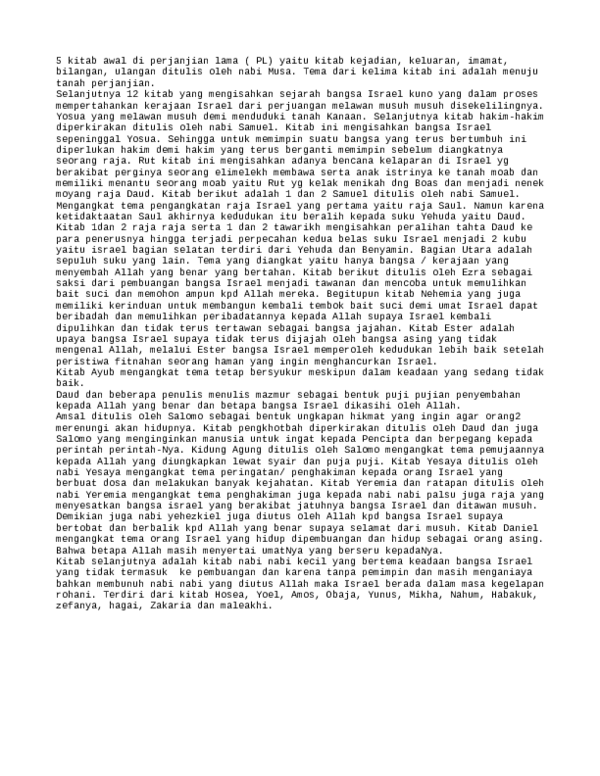 Tema dan penulis dalam kitab kitab PL