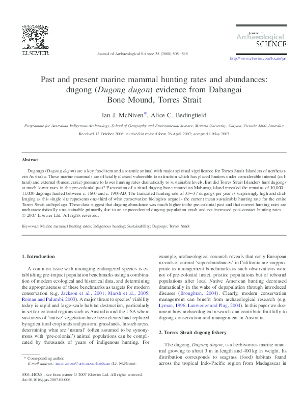(PDF) Past and present marine mammal hunting rates and abundances ...