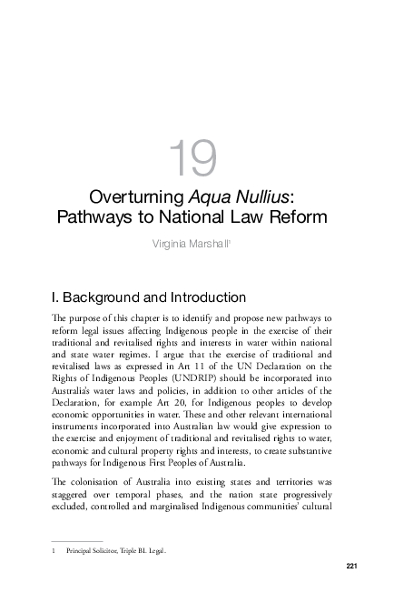 (PDF) Overturning Aqua Nullius: Pathways to National Law Reform