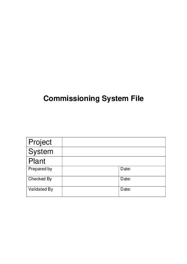 (PDF) Commissioning System File Project System Plant