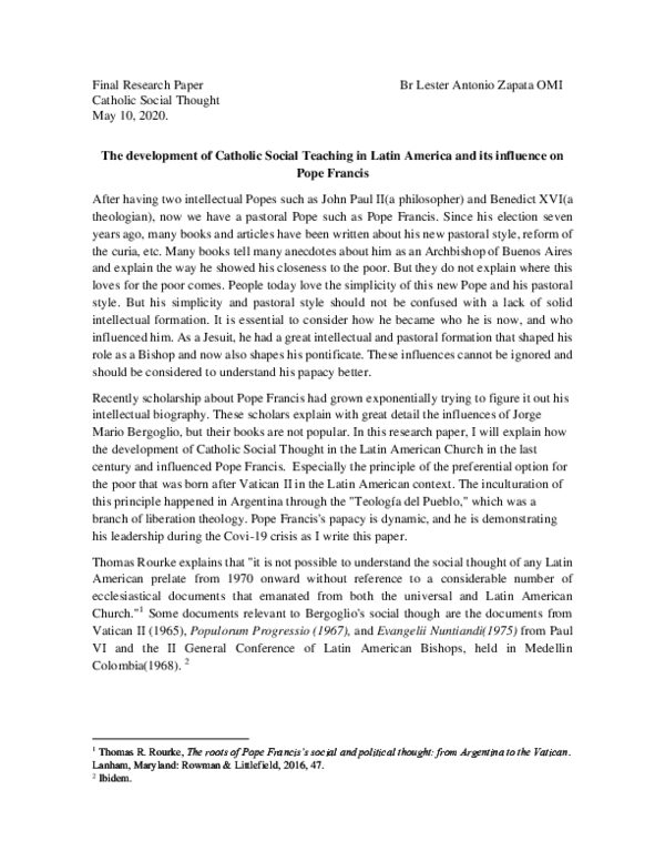 (PDF) The development of Catholic Social Teaching in Latin America and ...
