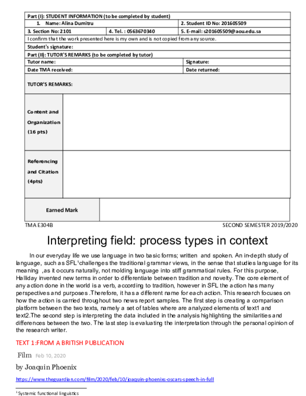 (DOC) Interpreting field: process types in context | Alina Aiush ...