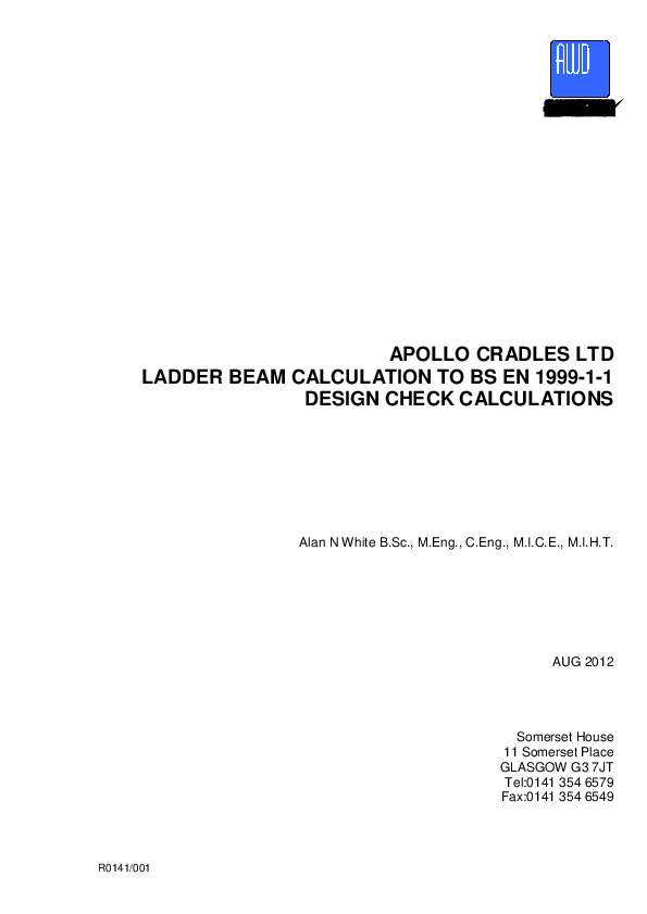 (PDF) Alan White Design DESIGN CHECK CALCULATIONS
