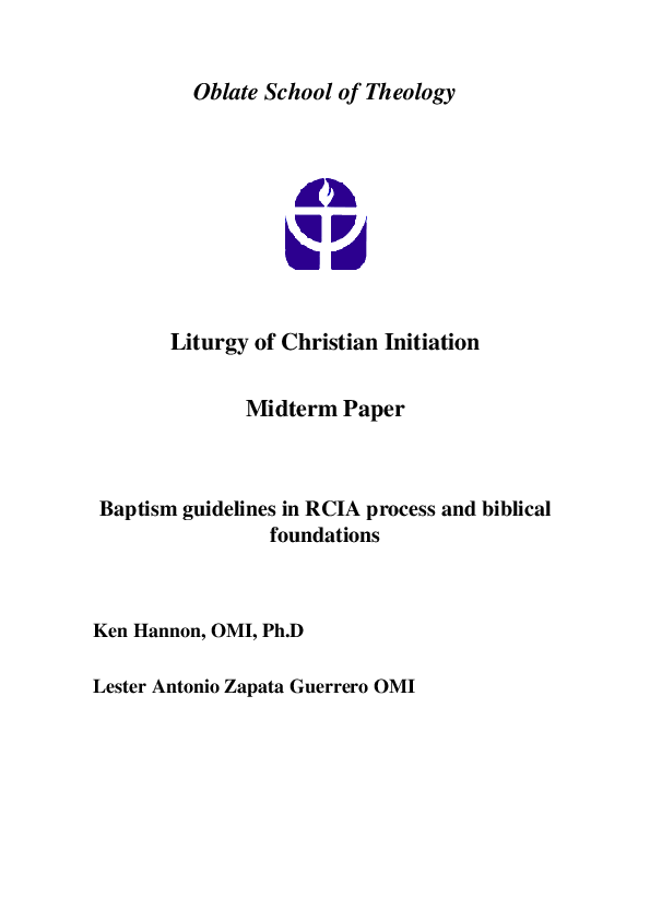 (PDF) Baptism guidelines in RCIA process and biblical foundations