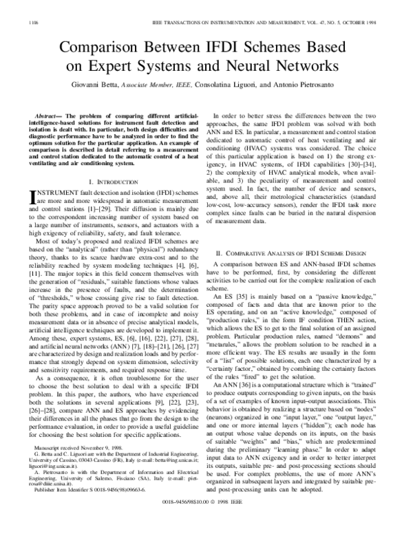 (PDF) Comparison between IFDI schemes based on expert systems and ...