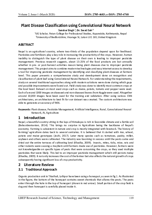 (PDF) Plant Disease Classification using Convolutional Neural Network