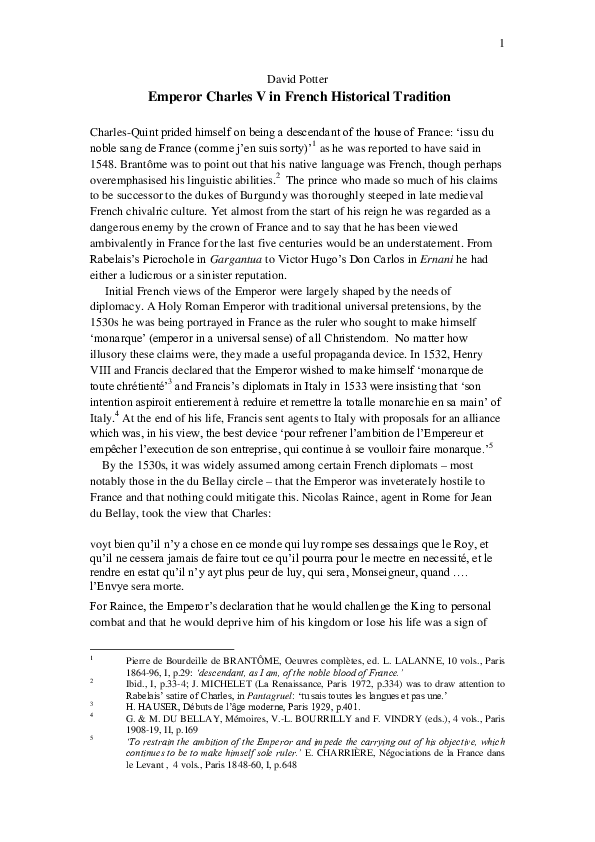 (PDF) The Emperor Charles V in French Historical tradition