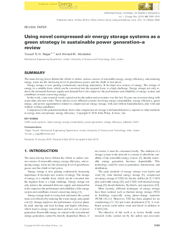 (PDF) Using novel compressed-air energy storage systems as a green ...