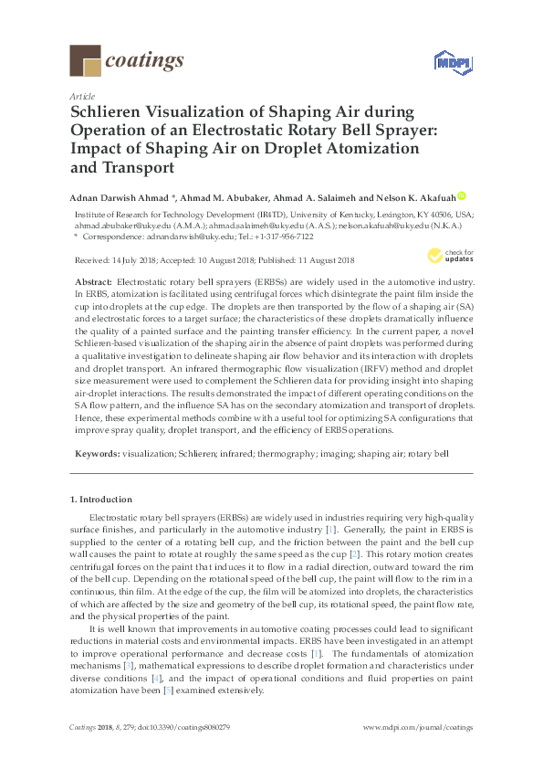 (PDF) Schlieren Visualization of Shaping Air during Operation of an ...