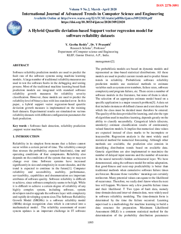 Pdf A Hybrid Quartile Deviation Based Support Vector Regression Model