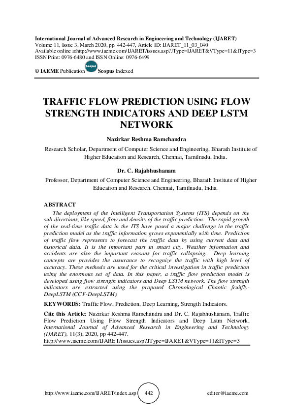 (PDF) TRAFFIC FLOW PREDICTION USING FLOW STRENGTH INDICATORS AND DEEP ... (PDF) TRAFFIC FLOW PREDICTION USING FLOW STRENGTH INDICATORS AND DEEP ...