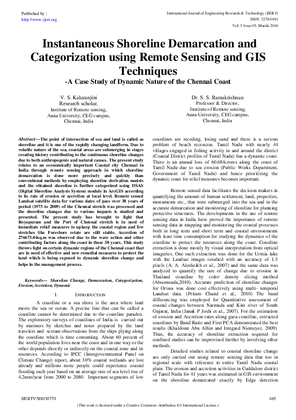 (PDF) Shoreline Change Analysis of Chennai Coast
