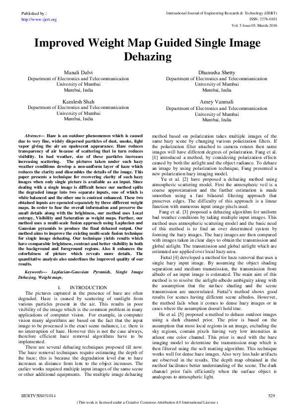 (PDF) IJERT-Improved Weight Map Guided Single Image Dehazing