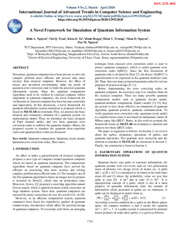 (PDF) A Novel Framework for Simulation of Quantum Information System