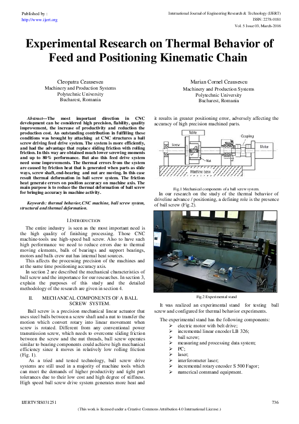 (PDF) IJERT-Experimental Research on Thermal Behavior of Feed and Positioning Kinematic Chain ...