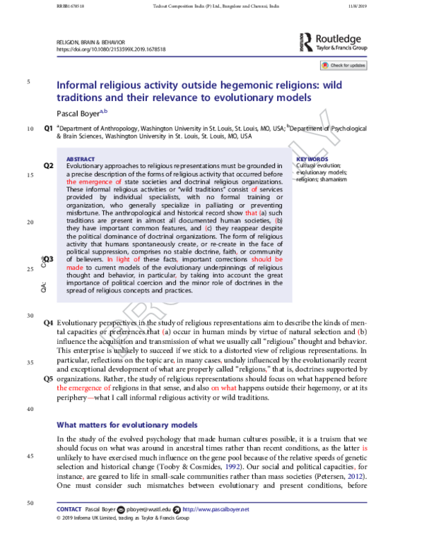 (PDF) Informal religious activity outside hegemonic religions: wild ...