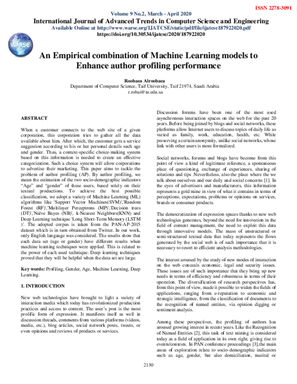 (PDF) An Empirical combination of Machine Learning models to Enhance ...