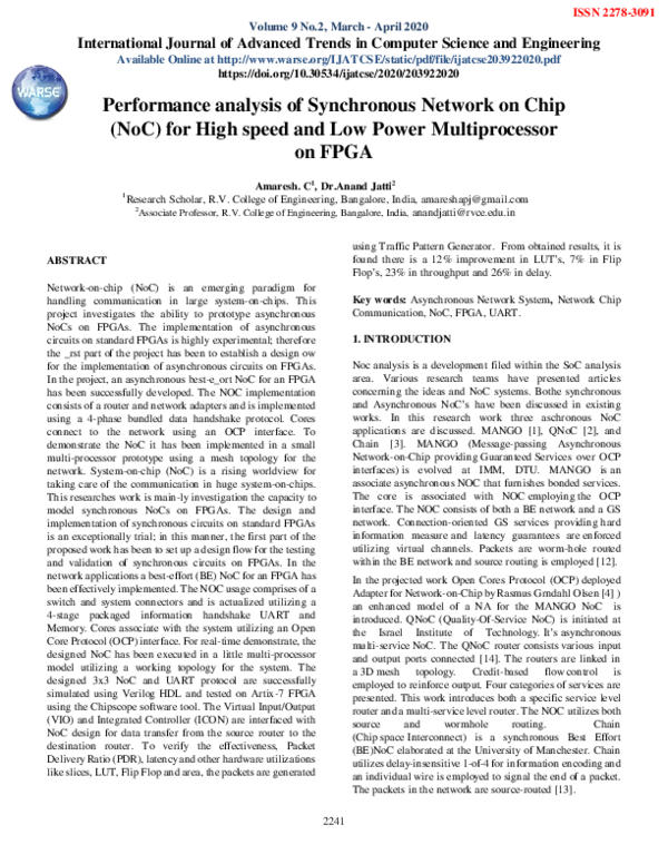 (PDF) Performance analysis of Synchronous Network on Chip (NoC) for High speed and Low Power ...