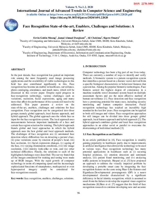 (PDF) Face Recognition State-of-the-art, Enablers, Challenges and ...