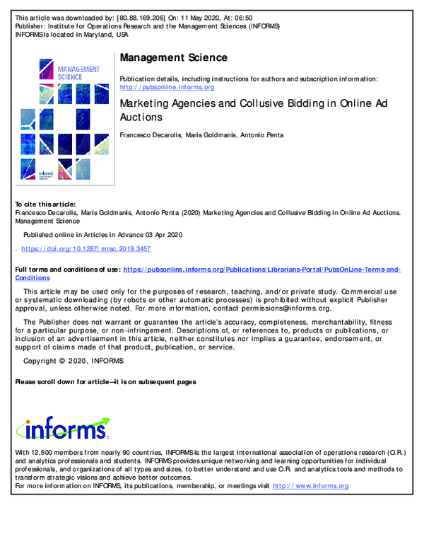 (PDF) Marketing Agencies and Collusive Bidding in Online Ad Auctions