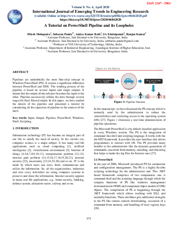Pdf A Tutorial On Powershell Pipeline And Its Loopholes