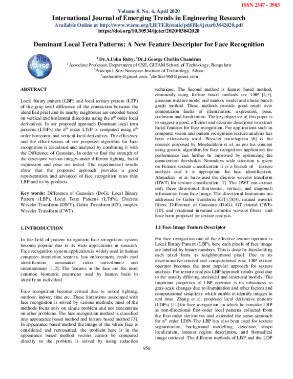 Pdf Dominant Local Tetra Patterns A New Feature Descriptor For Face Recognition
