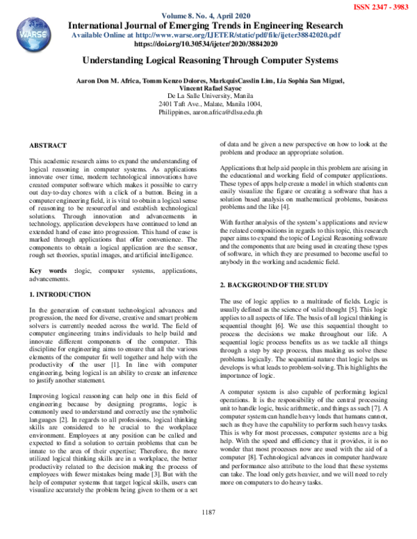(PDF) Understanding Logical Reasoning Through Computer Systems
