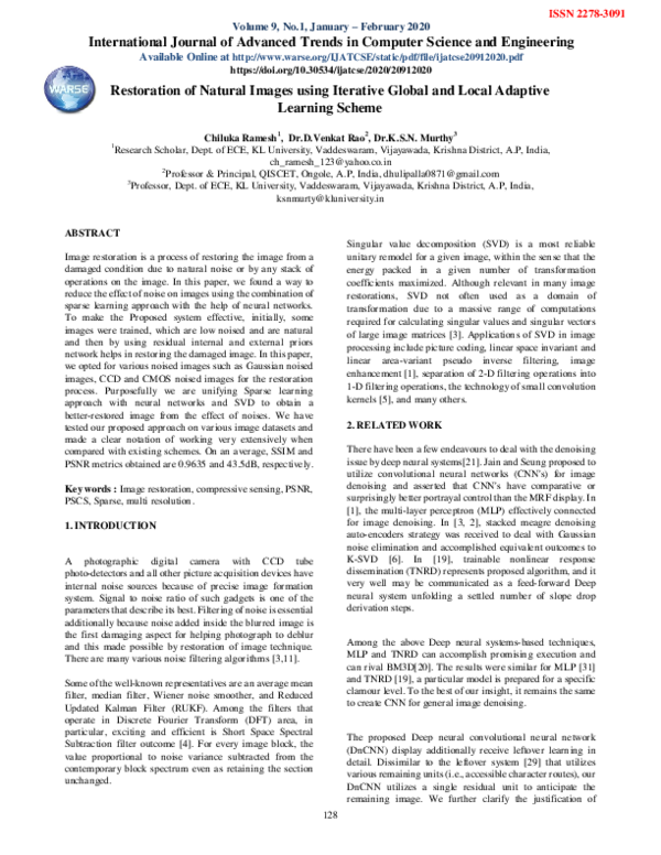 Pdf Restoration Of Natural Images Using Iterative Global And Local Adaptive Learning Scheme