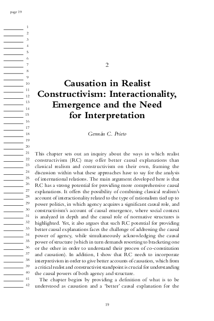 (PDF) Causation in Realist Constructivism: Interactionality, Emergence ...