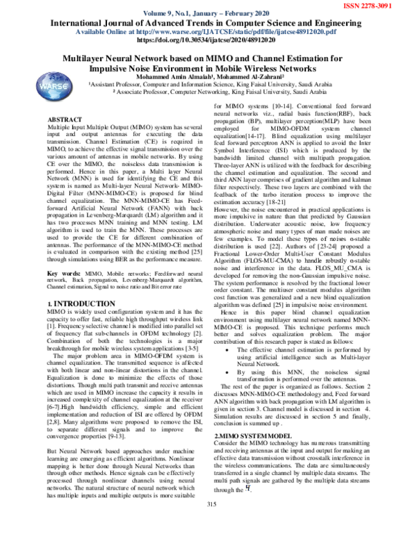 (PDF) Multilayer Neural Network based on MIMO and Channel Estimation for Impulsive Noise ...