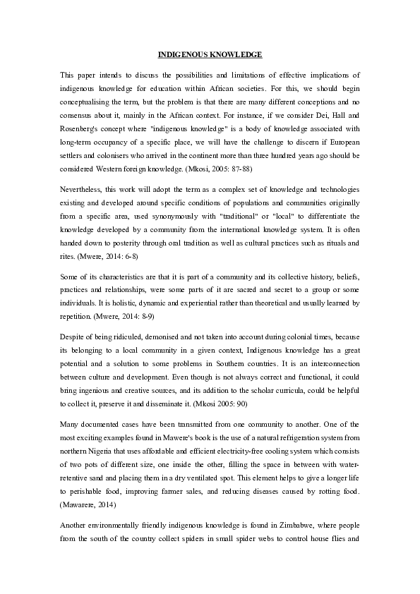 (DOC) INDIGENOUS KNOWLEDGE