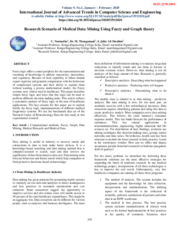Pdf Research Scenario Of Medical Data Mining Using Fuzzy And Graph Theory