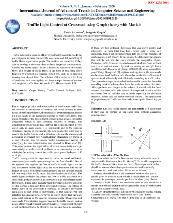Pdf Traffic Light Control At Crossroad Using Graph Theory With Matlab