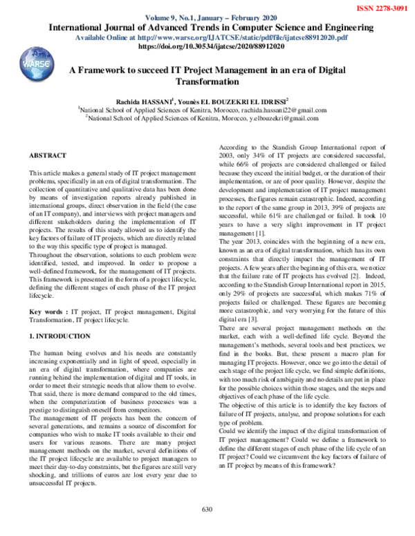 (PDF) A Framework to succeed IT Project Management in an era of Digital ...