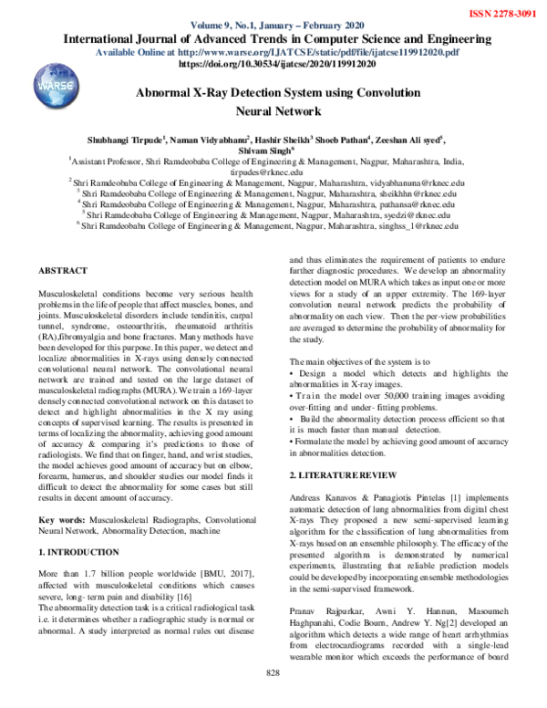 Pdf Abnormal X Ray Detection System Using Convolution Neural Network
