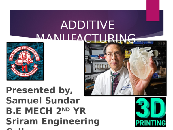 (PPT) Additive Manufacturing
