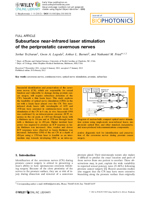 (PDF) Subsurface near-infrared laser stimulation of the periprostatic ...