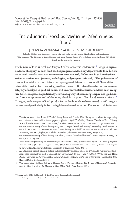 (PDF) Introduction: Food as Medicine, Medicine as Food