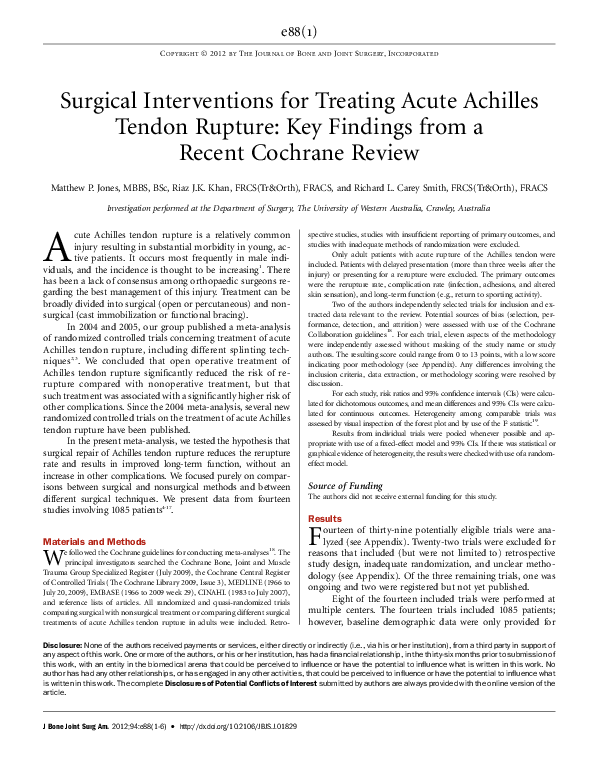 (PDF) Surgical Interventions for Treating Acute Achilles Tendon Rupture ...