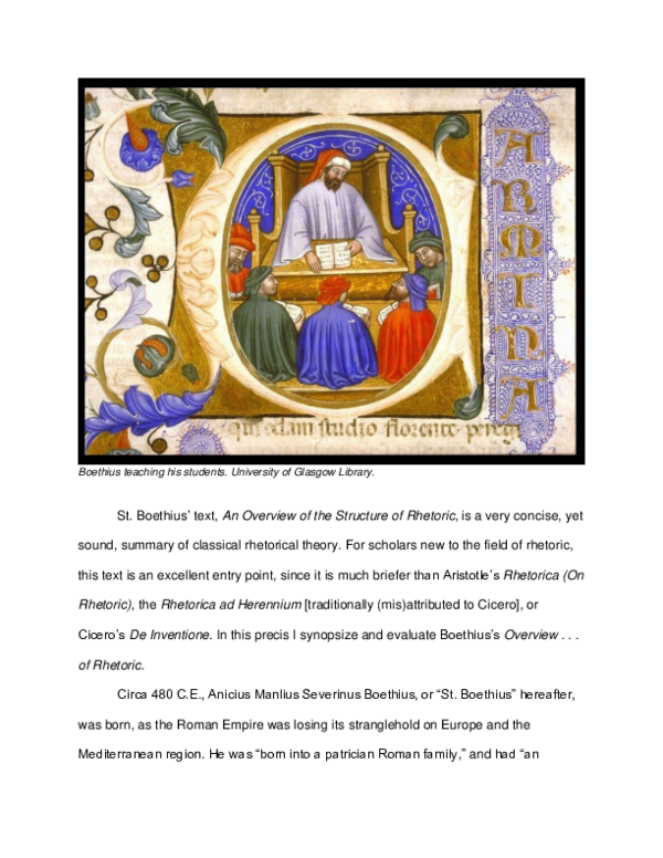 (PDF) Boethius, "An Overview of the Structure of Rhetoric" (a brief ...