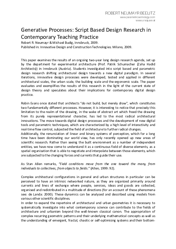 (PDF) Generative Processes - Script Based Design Research in ...