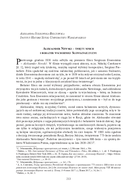 (PDF) Aleksander Newski - święty mnich i bohater wschodniej Słowiańszczyzny