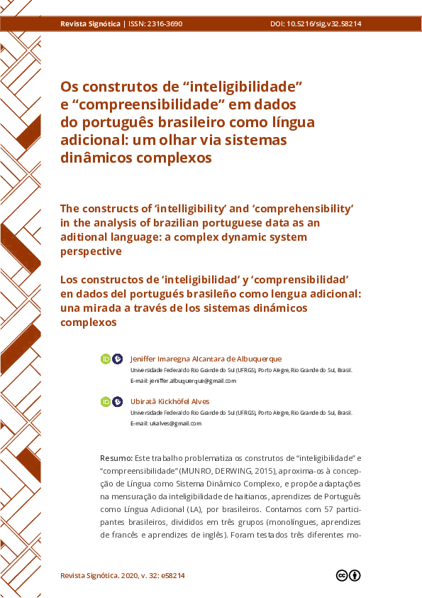 (PDF) Os construtos de 'inteligibilidade' e 'compreensibilidade' em ...