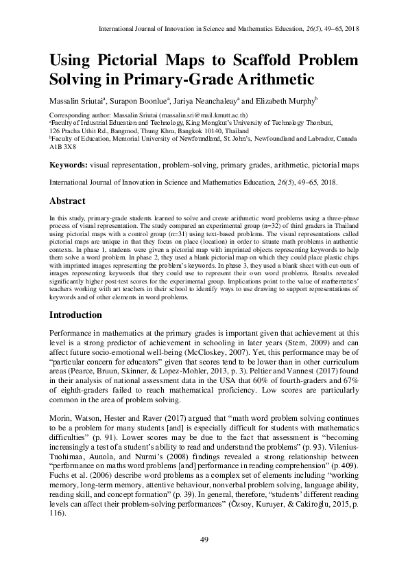 (PDF) Using pictorial maps to scaffold problem solving in primary-grade ...