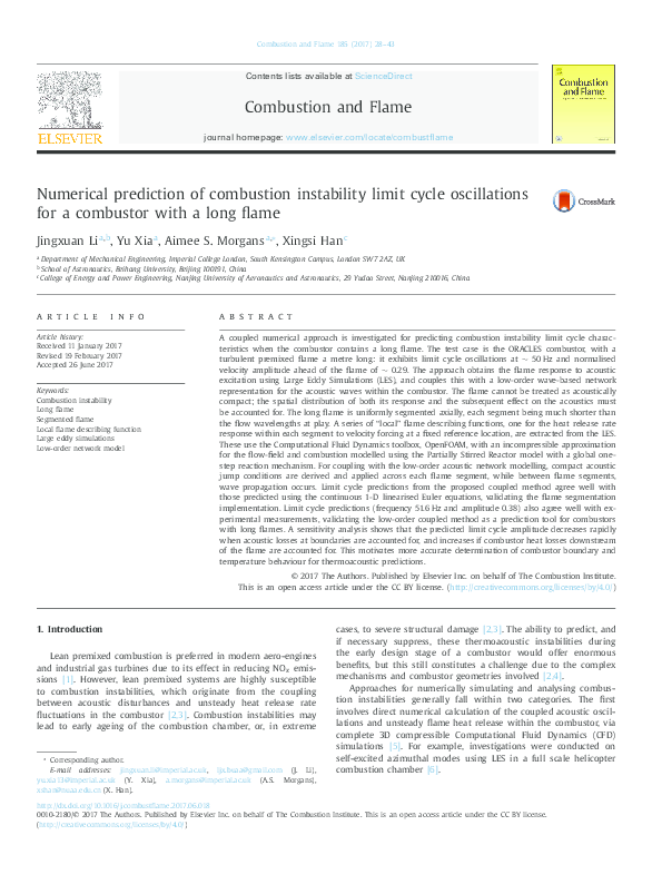 (PDF) Combustion and Flame Numerical prediction of combustion ...
