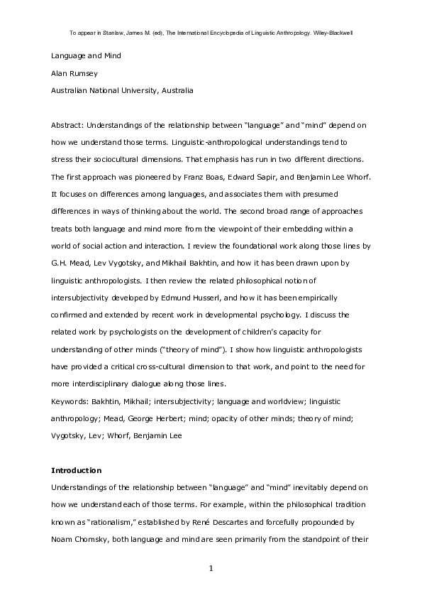 (PDF) Language and Mind
