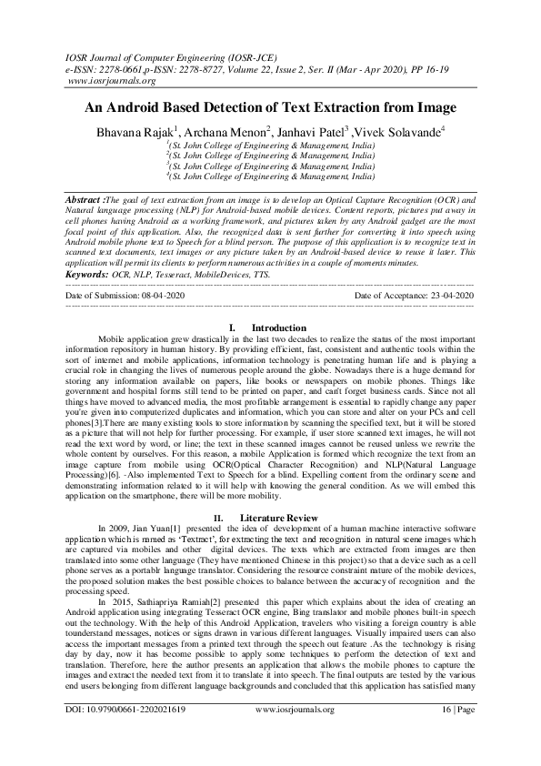 Pdf An Android Based Detection Of Text Extraction From Image