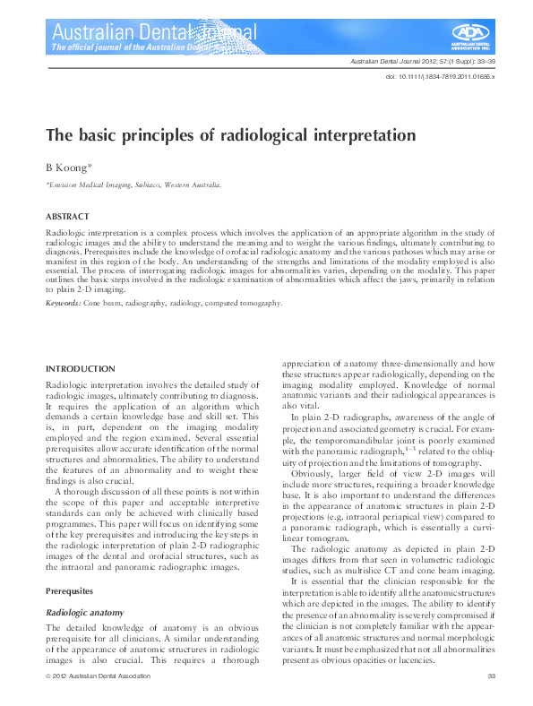 (PDF) The basic principles of radiological interpretation