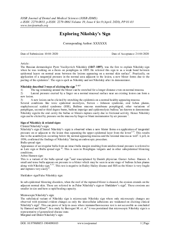 (PDF) Exploring Nikolsky's Sign